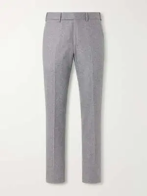 Zegna Tapered Wool And Cashmere-blend Flannel Suit Trousers - Gray