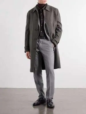 Zegna Tapered Wool And Cashmere-blend Flannel Suit Trousers