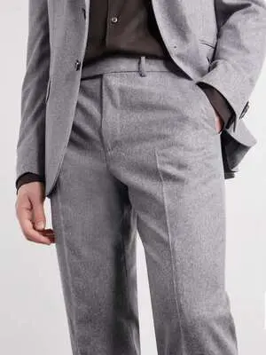 Zegna Tapered Wool And Cashmere-blend Flannel Suit Trousers