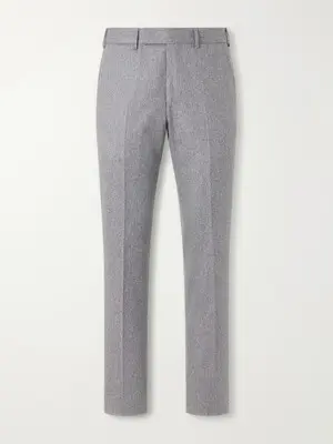 Zegna Tapered Wool And Cashmere-blend Flannel Suit Trousers - Gray