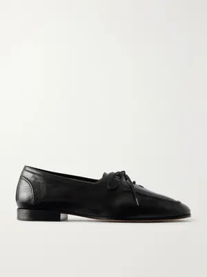 Bottega Veneta Gino Crinkle Leather Lace- Up Loafers