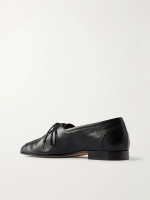 Bottega Veneta Gino Crinkle Leather Lace- Up Loafers