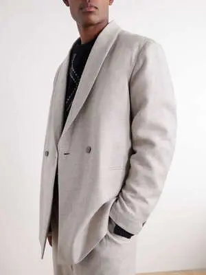 Blue Blue Japan Shawl-collar Wool, Cotton And Yak-blend Twill Suit Jacket