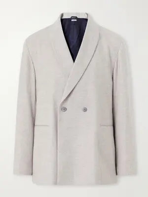 Blue Blue Japan Shawl-collar Wool, Cotton And Yak-blend Twill Suit Jacket - Neutrals