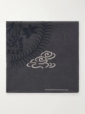 Blue Blue Japan Blue Blue Japan - Hana Ni Tora Printed Cotton Bandana - Men - Black Black