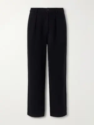 Blue Blue Japan Blue Blue Japan - Wide-Leg Pleated Cotton-Sashiko Trousers - Men - Black - S Black