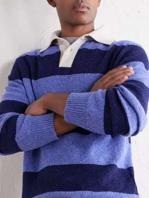 BEGG & CO. Hooped Cashmere Rugby Sweater