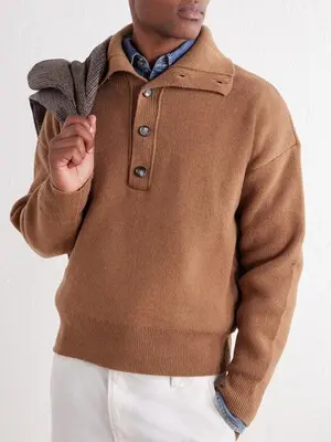 AMI Paris Merino Wool Sweater - Brown