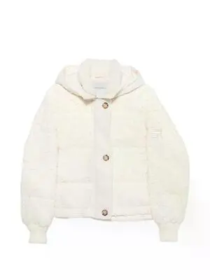 ERMANNO FIRENZE Lace-overlay Puffer Jacket - Neutrals