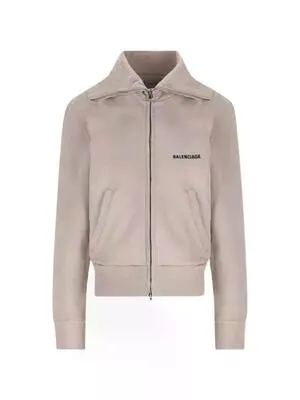 Balenciaga Logo-print Zip-up Sweatshirt - Neutrals