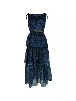 SELF-PORTRAIT 2020s Sequin-embellished V-neck Dress - Blue