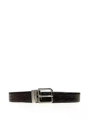 Dolce & Gabbana Crocodile-effect Leather Belt - Brown