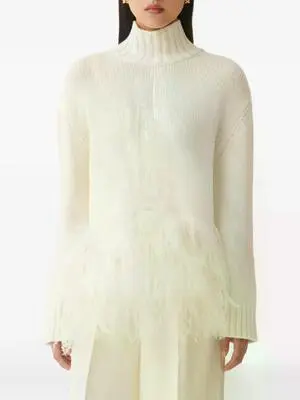 Fabiana Filippi Ostrich-feather-trim Ribbed-knit Sweater