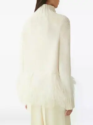 Fabiana Filippi Ostrich-feather-trim Ribbed-knit Sweater