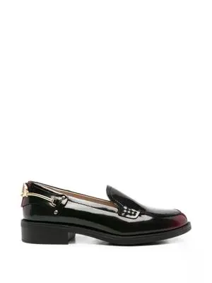 Liu Jo Patent-leather Logo-plaque Loafers - Black