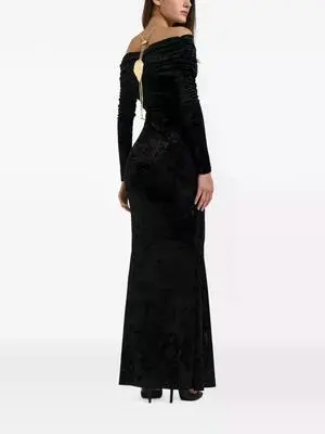DANAME Meryl Crushed-velvet Off-shoulder Maxi Dress