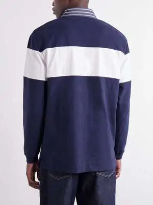 Acne Studios Logo-embroidered Striped Poplin-trimmed Cotton-jersey Sweater