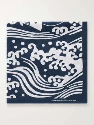 Blue Blue Japan Printed Cotton Scarf - Navy