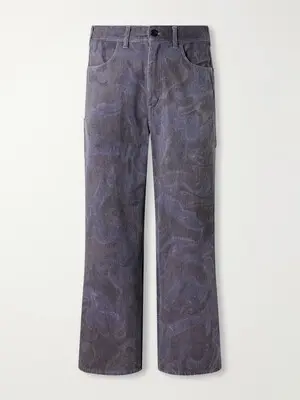 Blue Blue Japan Painter Wide-leg Sumi Nagashi Cotton-sashiko Trousers - Gray