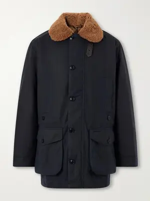 Barbour Winter Endurance Plush-trimmed Waxed-cotton Jacket - Blue