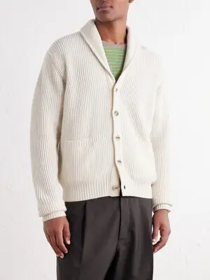 Altea Ribbed Virgin Wool Cardigan - Neutrals