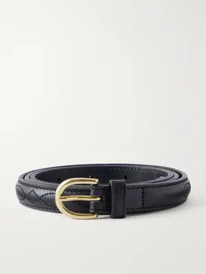 Blue Blue Japan Narrow 1.5cm Embroidered Leather Belt