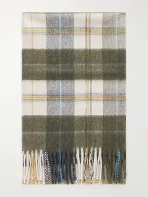 BEGG & CO. Arran Bennet Fringed Checked Cashmere Scarf - Neutrals