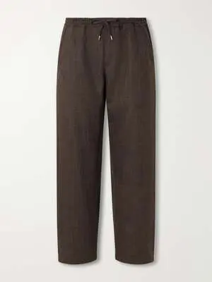 A KIND OF GUISE Samurai Wide-leg Wool-twill Drawstring Trousers - Brown