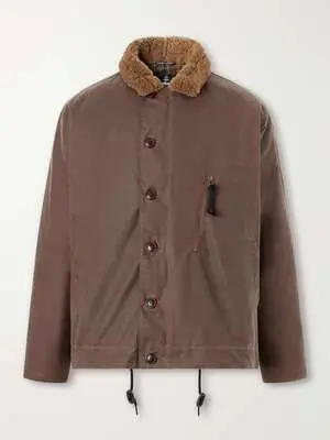 Barbour Macklow Plush-trimmed Waxed-cotton Jacket - Brown