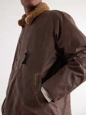 Barbour Macklow Plush-trimmed Waxed-cotton Jacket