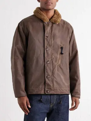 Barbour Macklow Plush-trimmed Waxed-cotton Jacket - Brown