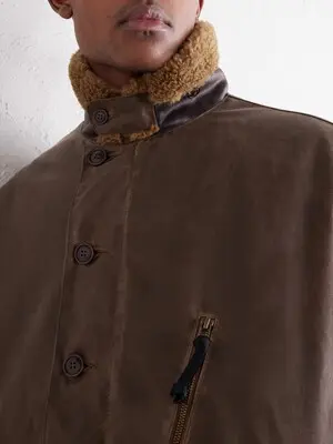 Barbour Macklow Plush-trimmed Waxed-cotton Jacket - Brown