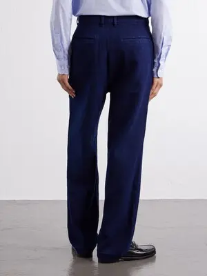 Blue Blue Japan Wide-leg Pleated Cotton-sashiko Trousers - Blue