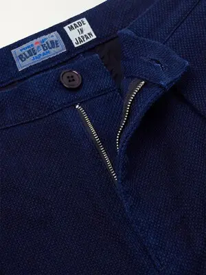 Blue Blue Japan Wide-leg Pleated Cotton-sashiko Trousers - Blue