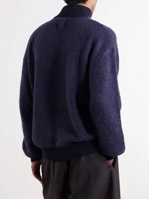 Aimé Leon Dore Wool-blend Felt Half-zip Sweater - Blue