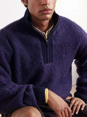 Aimé Leon Dore Wool-blend Felt Half-zip Sweater