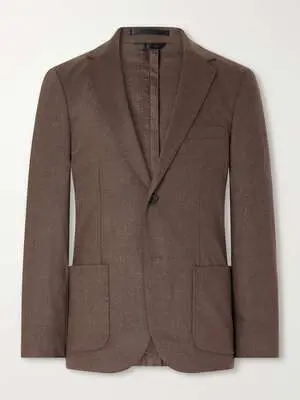 Sunspel Wool And Cashmere-blend Flannel Suit Jacket - Brown