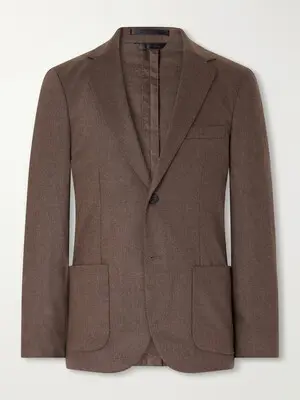 Sunspel Wool And Cashmere-blend Flannel Suit Jacket - Brown