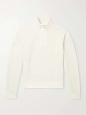 Aimé Leon Dore Felted Wool-blend Half-zip Sweater - White