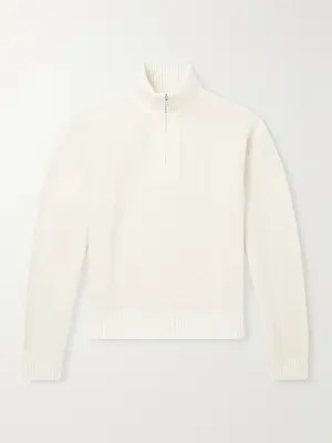 Aimé Leon Dore Felted Wool-blend Half-zip Sweater - White