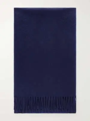 BEGG & CO. Arran Fringed Brushed-cashmere Scarf - Navy