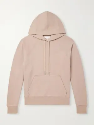 AMI Paris Logo-embossed Cotton-jersey Hoodie - Neutrals
