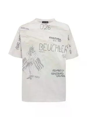 CULTURA Graphic-print Oversized T-shirt - Neutrals