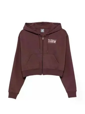 NEW BALANCE Logo-print Cropped Hoodie - Red