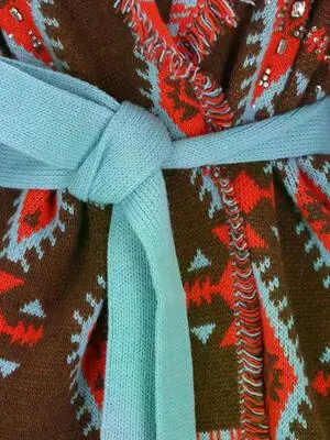 COLOUR MARKET Geometric-pattern Fringed Coat