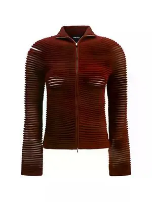 Giorgio Armani Ottoman Ribbed Zip-up Cardigan - Red