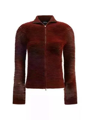 Giorgio Armani Ottoman Ribbed Zip-up Cardigan - Red