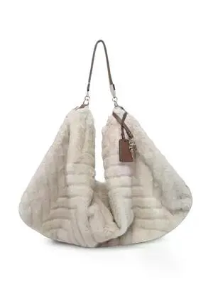 Liu Jo Chevron Faux-fur Tote Bag - Neutrals
