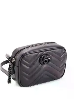 Gucci Gg Marmont Monochrome Shoulder Bag Matelasse Leather Mini Crossbody Bag - Black
