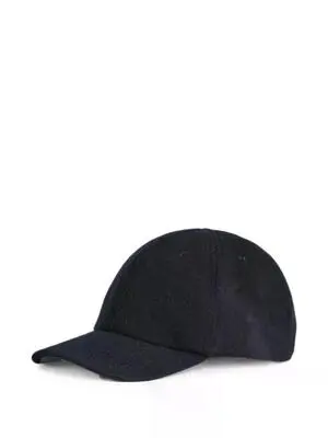 Kiton Leather-trimmed Cashmere-silk Baseball Cap - Blue